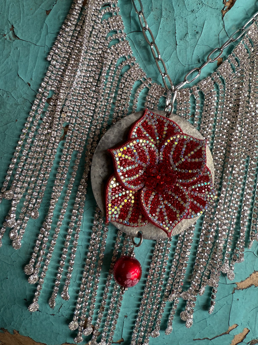Poinsettia Fringe Fantasy Necklace - Art By Amy – Poetry Tea Dollhouse